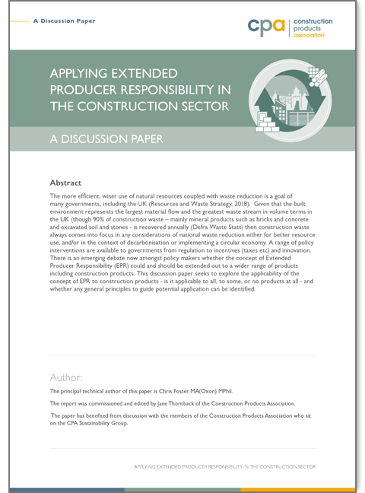 Applying EPR in the Construction Sector Discussion Paper