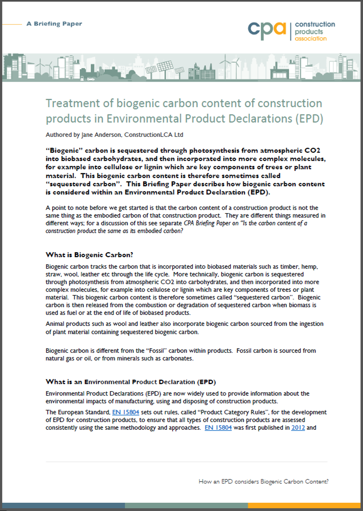 Treatment of biogenic carbon content of construction products in ...